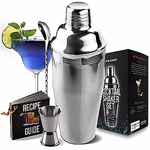 24oz Cocktail Shaker Set with Bar Accessories for Home Bar Shaker Set - Martini Shaker, Jigger, Drink Shaker Mixer Spoon - Alcohol Shaker Bartender Gift - Bartending Kit Essential for Home - Cresimo
