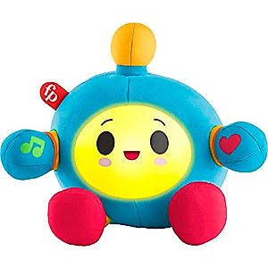 Fisher-Price Happy World Huggy Wuggy Bug, take-Along Soft Plush Toy with Lights, Music and Sounds for Infants and Toddlers Ages 6 Months and up