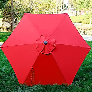 Blissun 7.5 ft Patio Umbrella, Yard Umbrella with Push Button Tilt and Crank(Red)