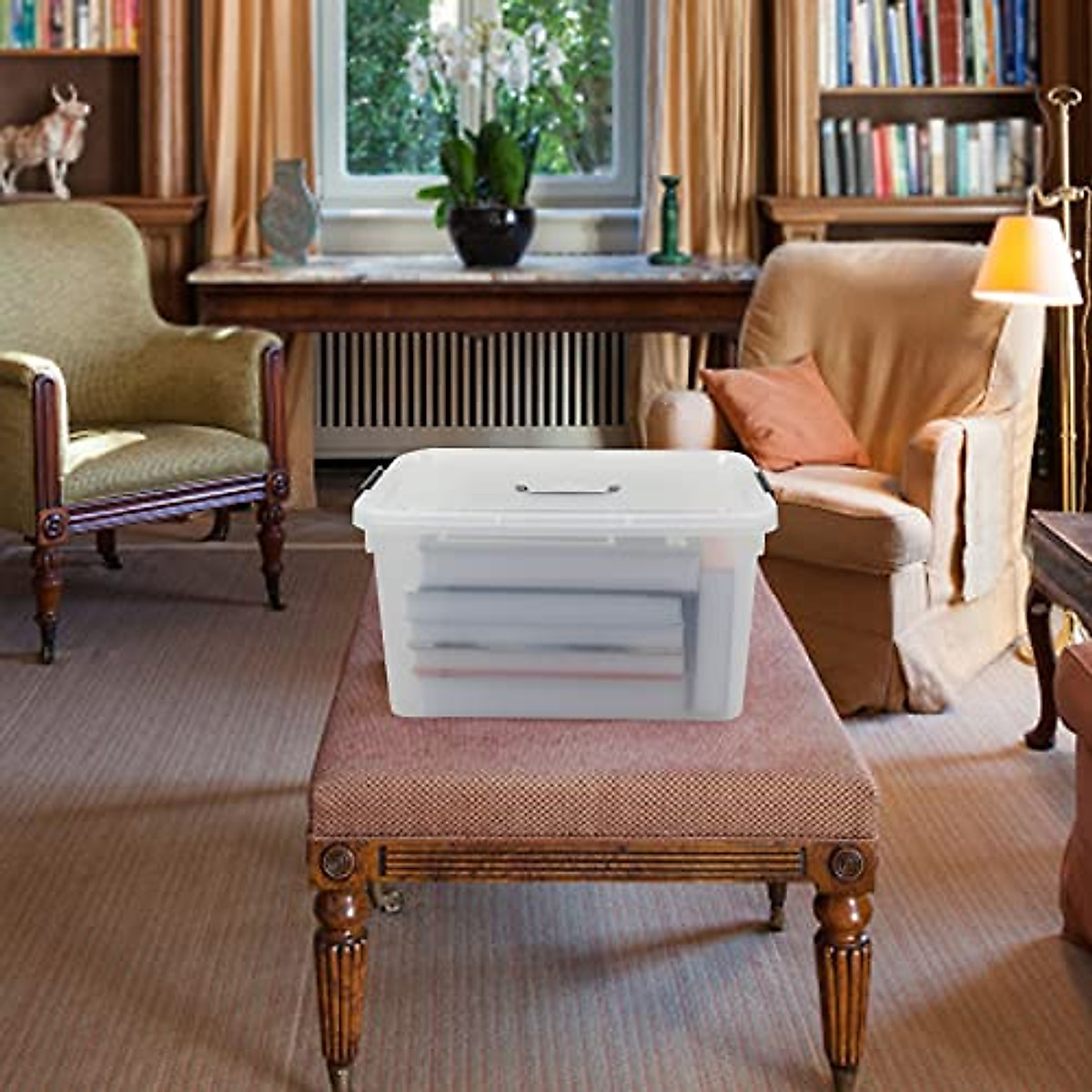 Doryh 17.5 L Plastic Storage Bin with Lid, Clear Latching Box, 4 Packs