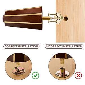 Texphw Wood Furniture Legs Set of 4 Square Round Couch Legs Brown Sofa Dresser Legs, Century Modern Sofa Replacement Parts for Armchair Recliner Coffee Table Cabinet Bed Chair Legs (Brown, 6 Inch)…