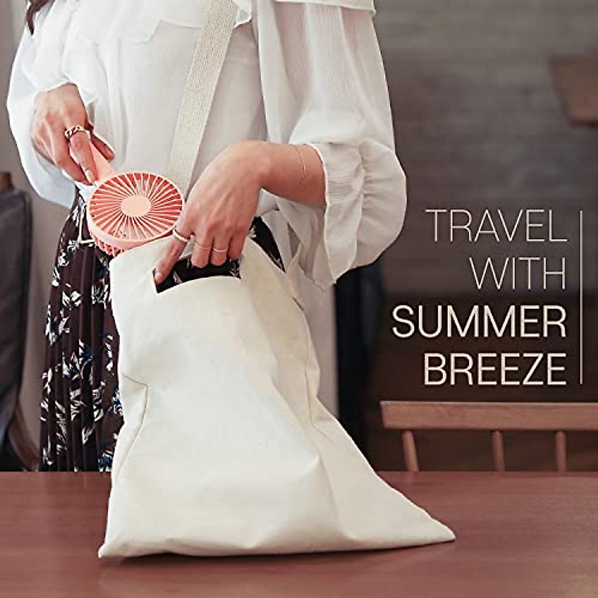 Generic Handheld Fan Portable,Mini Hand Held Quiet with USB Rechargeable Battery, Personal Office Desk Table Base,8-10 Hours Operated For Makeup Eyelash Lady/Women/Girls/Kids Outdoor - Pink