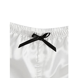 WDIRARA Women's Silk Satin Pajama Set 4 Pieces Soft Bride Sleepwear Loungewear White M