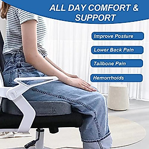 AEEVOLL Memory Foam Seat Cushion Pillow for Office Chair - Butt, Sciatica, Coccyx, Back, Tailbone & Lower Back Pain Relief - Orthopedic Chair Pad for Car, Wheelchair, Computer and Desk Chair