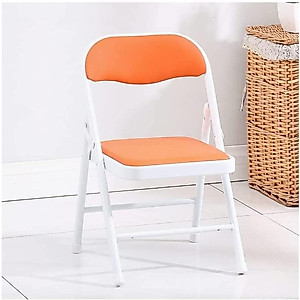 Chairs Chair Sturdy Folding Chair, Camping Chair, Padded Backrest, No Armrests, Household Dining Chairs Sturdy Legs Event Chair (Color : Orange, Size : 20.9in)