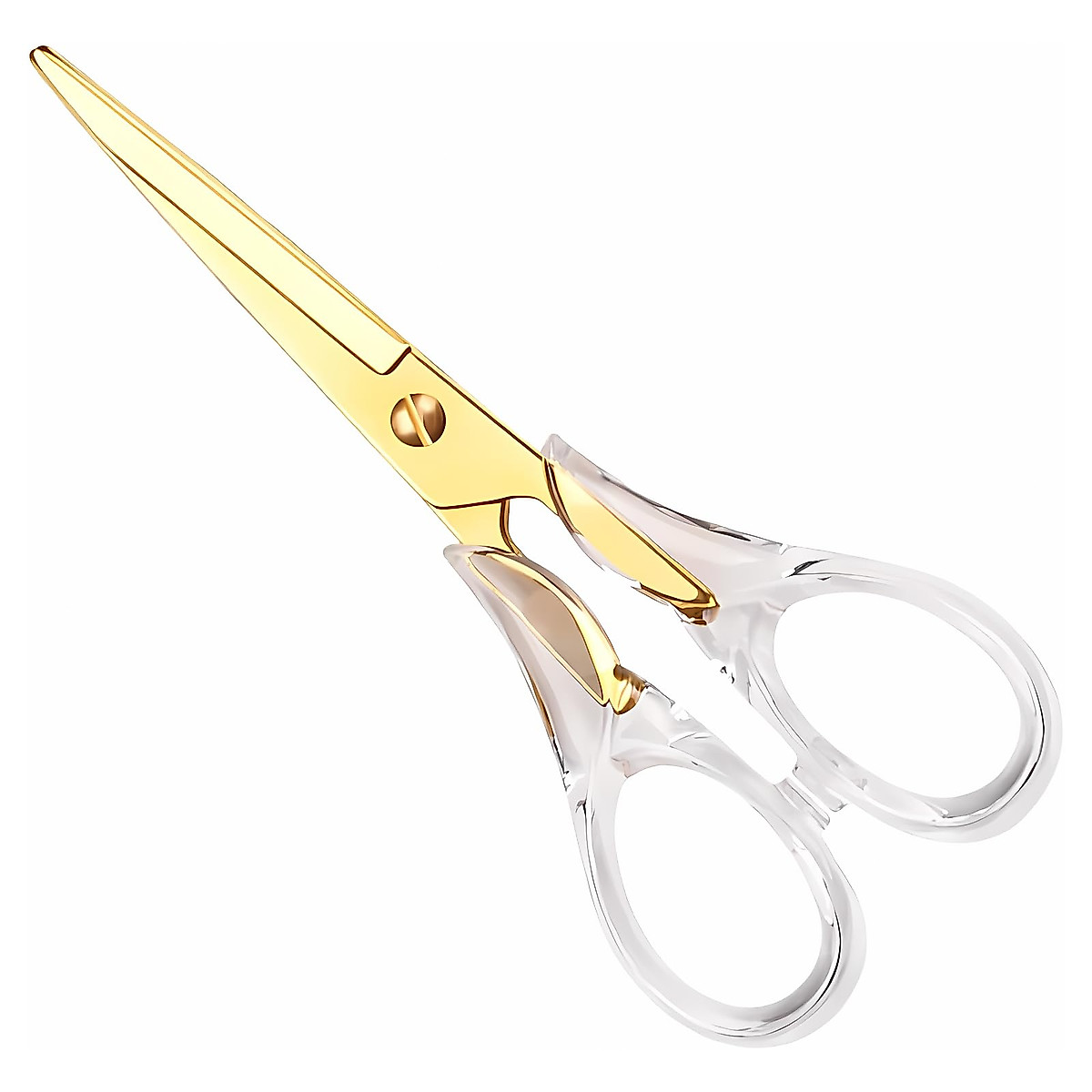 Creechwa Gold Scissors 6.3 ", Craft Scissors with Stainless Steel Blade with Acrylic Clear Handle, All Purpose Office Scissors for Teachers, Cutting Shears for Paper Fabric, Tijeras de Costura