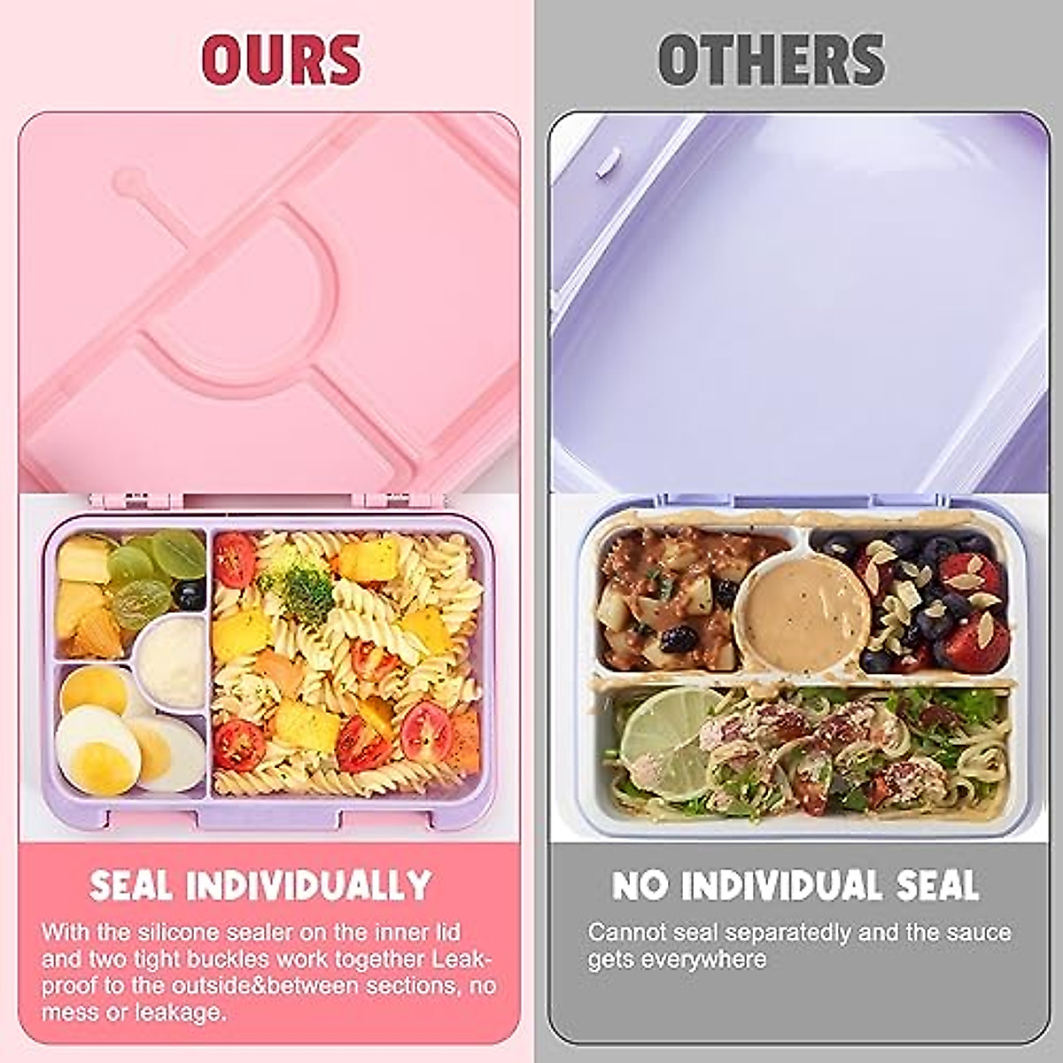 Ordiffo Bento Lunch Box for Kids, 4-6 Compartments with Leakproof Removable Compartment, Dishwasher Safe,Pre-School Kid Toddlers Daycare Lunches Snack Container for Girls, Unicorn