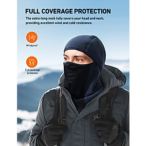 AstroAI Balaclava Ski Mask Winter Fleece Thermal Face Mask Cover for Men Women Warmer Windproof Breathable, Cold Weather Gear for Skiing, Outdoor Work, Riding Motorcycle & Snowboarding, Blue-M
