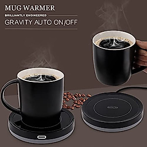 BESTINNKITS Smart Coffee Set Auto On/Off Gravity-Induction Mug Office Desk Use, Candle Wax Cup Warmer Heating Plate (Up to 131F/55C), 14oz (Purple Set)