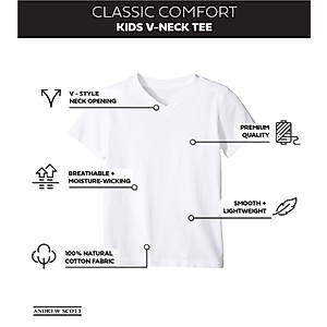 Andrew Scott Boys' 12 Pack V Neck T Shirt/Cotton Color Undershirts - Bonus Pack of 12 (12 Pack-Multi Color, Large 14-16)