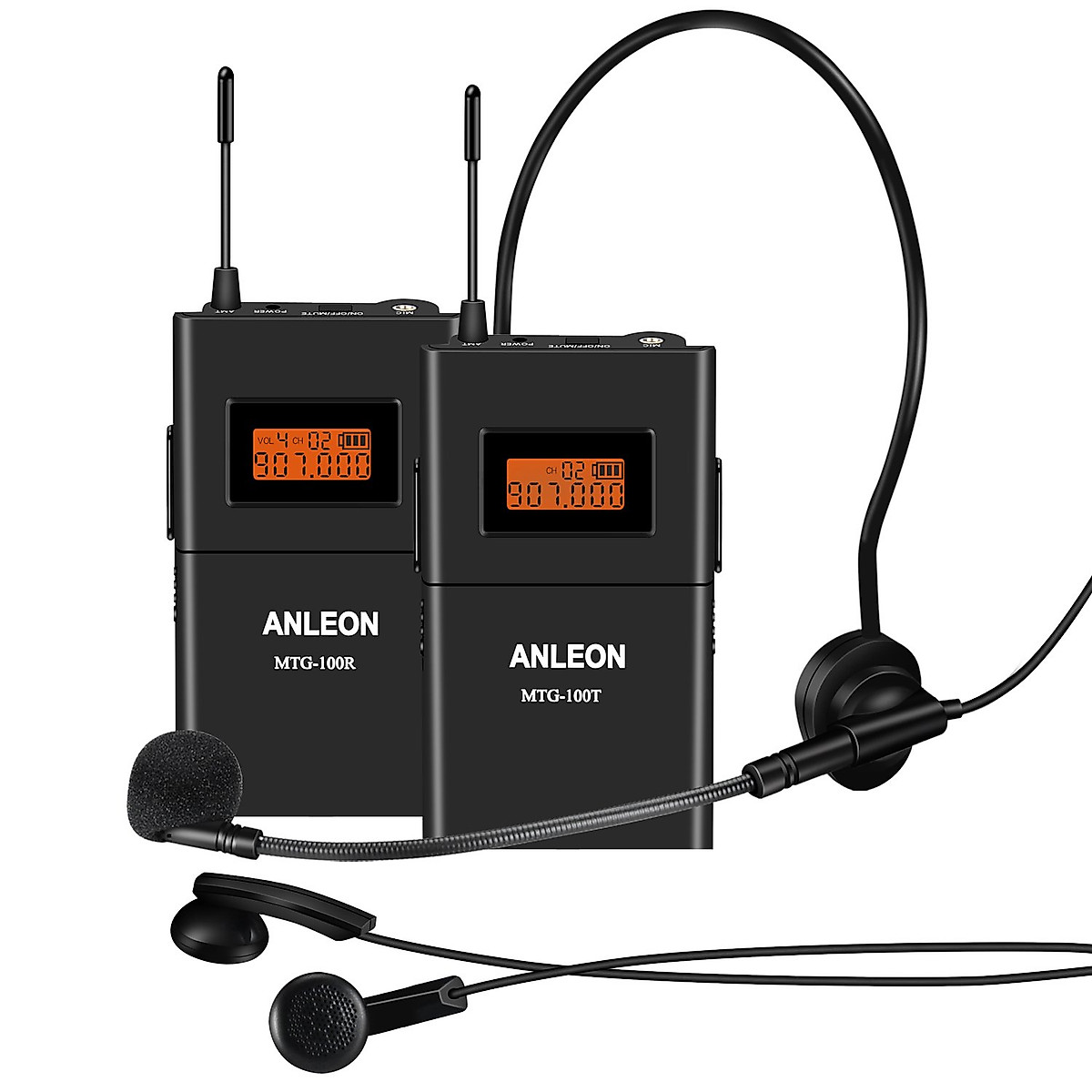 ANLEON Tour Guide Systems For Tour Guides, Teachers, Coaches,Simultaneous Interpretation,Church Translation System Wireless 915Mhz ( 1 Transmitter and 3 Receivers)