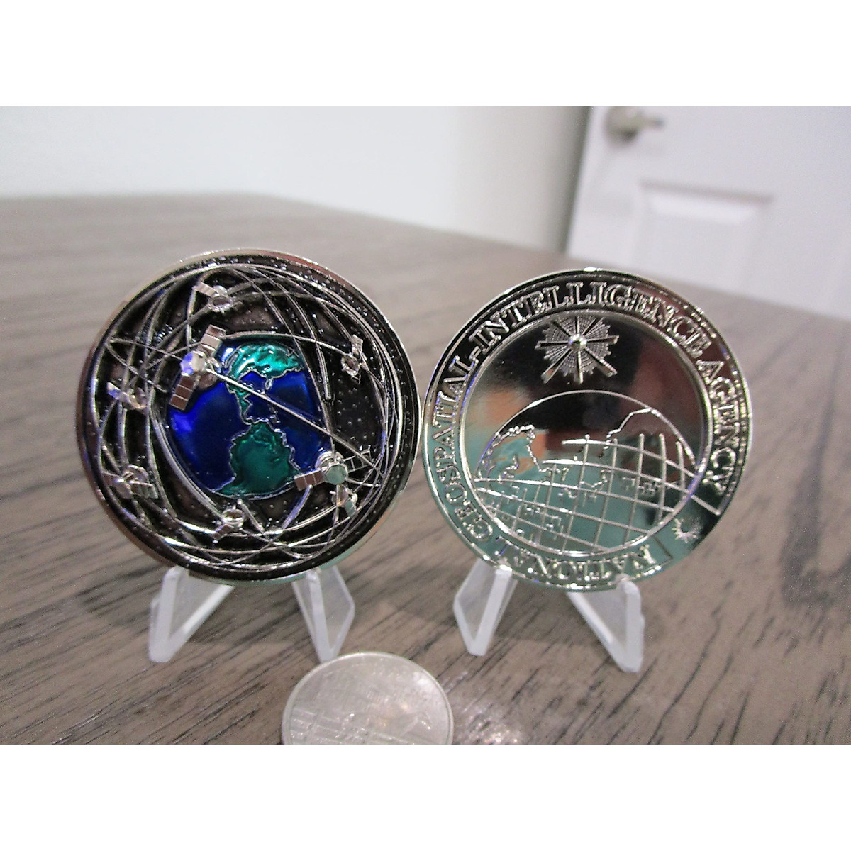 Lot of 3 Intelligence Challenge Coins NGA IC FVEY NSA Five Eyes Intelligence Community Grim Reaper National Geospatial Agency