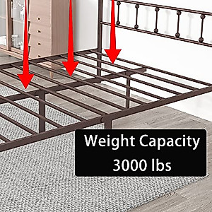 Ponsalion Queen-Bed-Frame with-Headboard and-Footboard Set - Platform Bed Frame Queen Size,16 Inches High,no Box Spring Needed,Easy to Assemble(Brown)