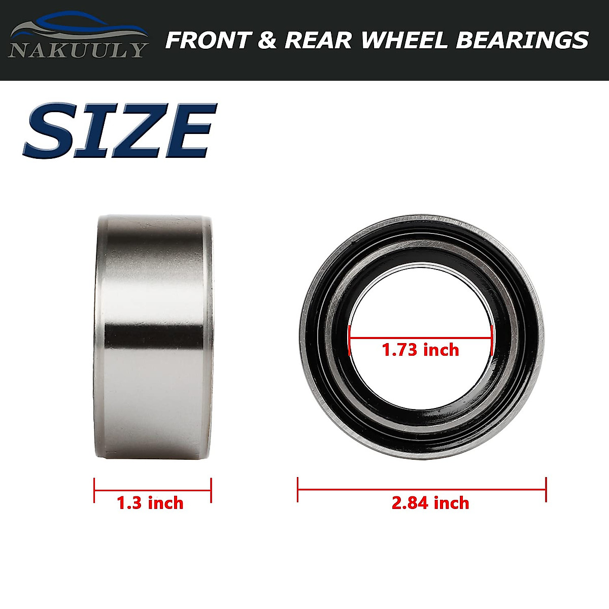 Nakuuly Front and Rear Wheel Bearings Pack of 4 Compatible with Polaris RZR XP 4 900 1000 Turbo Diesel Crew Scrambler Sportsman Replaces # 3514699 3514822 3514924 3514627