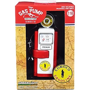 1948 Wayne 100-A Gas Pump Conoco Gasoline Red and White Vintage Gas Pumps Series 10 1/18 Diecast Model by Greenlight 14100 A