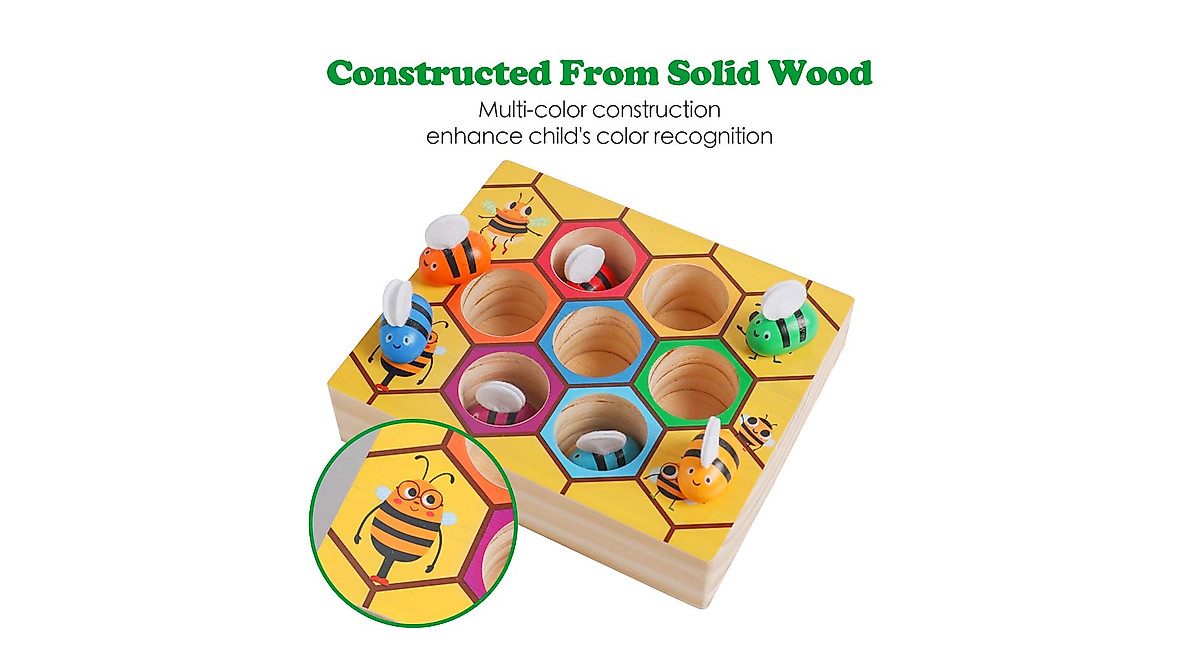 Toddler Fine Motor Skill Toy - Bee Hive Matching Game for Kids 2-4