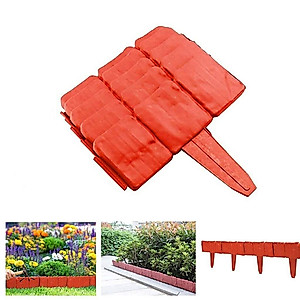 HOUKAI 20Pcs Edging Cobbled Stone Fencing Garden Fence Effect Plastic Lawn Plant Border Decorations