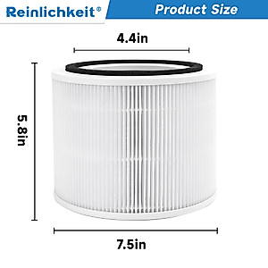 Reinlichkeit HEPA 14 Replacement Filter Compatible with Puro 240 Air Purifier, 3-in-1 True HEPA Filter Replacement, Model 14, 4 Pack