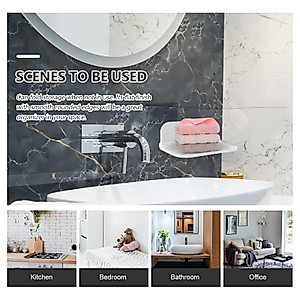 Cabilock 1 Floating Shelf, Foldable Wall-Mounted Shelf, Shower Caddy, Storage Rack, White, FW3021234N8SD36