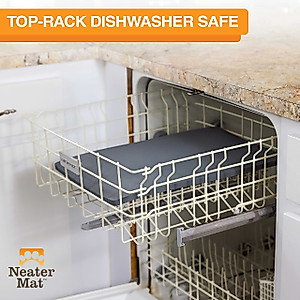 Neater Pet Brands Neater Mat - Waterproof Silicone Pet Bowls Mat - Protect Floors from Food & Water (Gunmetal, 24" x 16" Silicone)