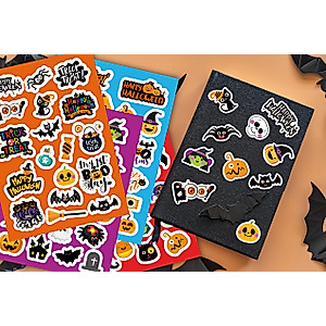 Halloween Stickers for Kids Adults 24 Sheets Cute Halloween Stickers Bulk Sheets for Treat Bags/Boxes/Gifts/Cards Halloween Adhesive Stickers for Teacher Classroom Halloween Party Favors for Kids