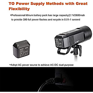Godox AD400 Pro AD400Pro Flash w/2.8MLight Stand+Sandbag w/Godox 60 * 60cm Softbox with Grid GN72 TTL Monolight,1/8000 HSS Outdoor Flash Speedlight, 0.01-1s Recycle Time for Canon Sony Nikon,etc