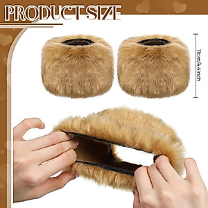SATINIOR Faux Fur Short Wrist Cuff Winter Wrist Cuff Warmers Fuzzy Wrist Cuff for Women Girls Favors (Brown)