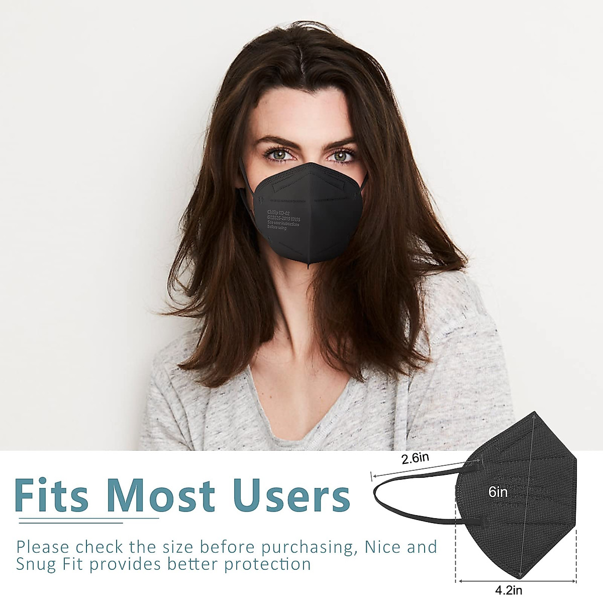 ChiSip KN95 Face Mask 100Pcs, 5 Layer Design Cup Dust Safety Masks, Breathable Protection Masks Against PM2.5 Dust for Adult, Men, Women, Black & White