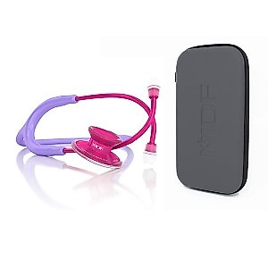 MDF Acoustica Lightweight Stethoscope for Doctors, Nurses, Students + MDF Stethoscope Hard Travel Carrying Case, Medium