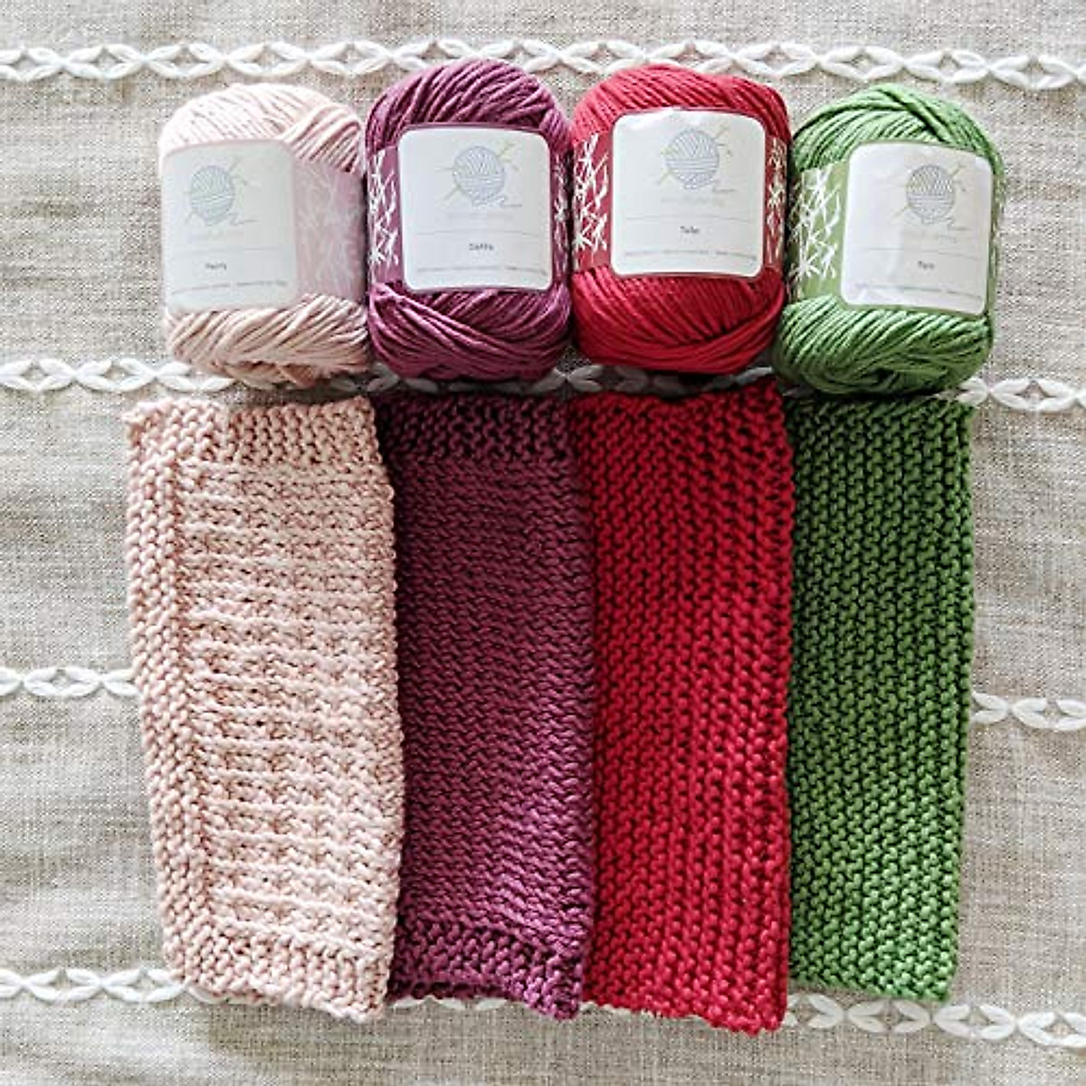 Knitting Yarn, Crochet Yarn, Mindfulness and Relaxation 100 Percent Cotton Yarn, Multicolor 4-Pack Medium Number 4 Worsted Bundle, Flora, Soft & Gentle for Baby Items – by mindfulknits
