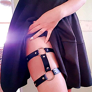 GEMILY Leather Leg Harness Black Goth Punk Thigh Chains Rave Accessories Party Thigh Holster Strap Leg Chain Body Chains for Women and Girls (1)