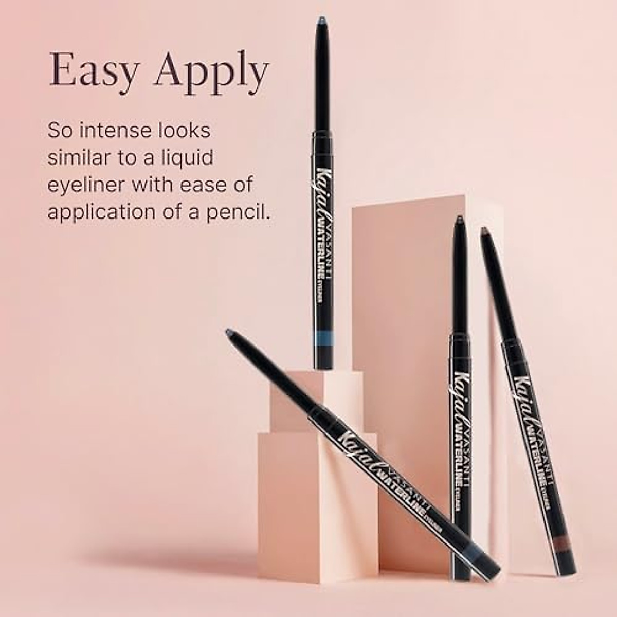 VASANTI Kajal Waterline Eyeliner Pencil - Long-lasting, Waterproof, Smudge-proof, Safe for Sensitive Eyes, Waterline Eye Liner - Opthalmologist Approved and Tested (Intense Black)