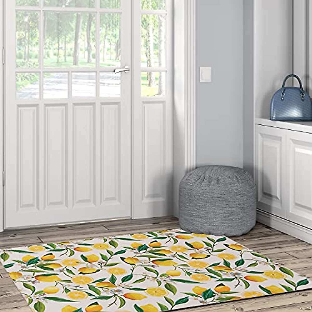 Linon The Anywhere Washable Rug Wesley Ivory/Yellow 3' X 5' Accent Rug