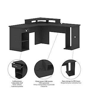 Bestar Hampton L-Shaped Corner Gaming Desk, 66W, Graphite