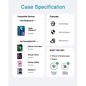 OTOFLY Designed for iPhone 13 Case, Silicone Shockproof Slim Thin Phone Case for iPhone 13 6.1 inch (White)