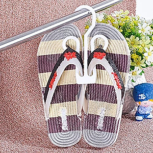 luzen 8Pcs Plastic Slippers Display Hanger Flip Flops Slippers Drying Hanging Shoe Rack Shoe Organizer with Double Hooks for Shoe store and Home Use, White