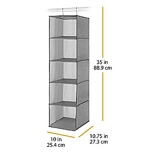 Whitmor Hanging Accessory Shelves 5 Open Sweater Shelves Crosshatch Gray