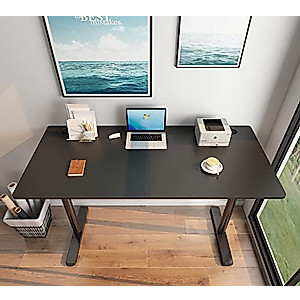 DESIGNA 60 Inch Height Adjustable Computer Gaming Desk, Large Standing Desk Home Offcie Study Writing Table Workstation,Gaming Desk for 3 Monitors with Free Mouse Pad for Home Office Gaming,Black