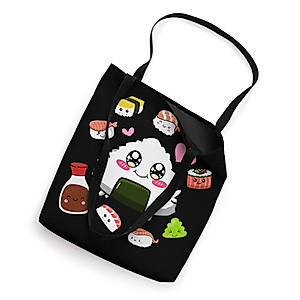 Kawaii Sushi Happy Funny Japanese Anime Cute Onigiri Sushi Tote Bag