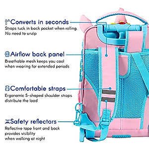 TWISE SIDE-KICK SCHOOL, TRAVEL ROLLING BACKPACK FOR KIDS AND TODDLERS (UNICORN)