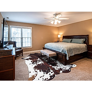 Guyi Rare Faux Cowhide Rug Cow Rug 5.2X4.6 Feet Rustic Chic Western Rugs for Bedroom Living Room Dining Room Brown Animal Rugs Cow Print Non Slip Cow Area Rugs Western Room Decor