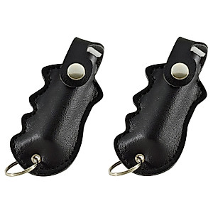 Pepper Defense 1/2 oz. Pepper Spray with Grip Holster and Keychain Attachment - Safety Twist Lock Glow Trigger - Maximum Strength 10% OC Formula - Self Defense Personal Protection (Black 2-Pack)