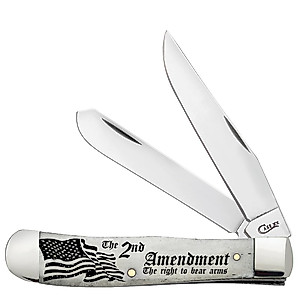 Case XX Knives Trapper 2nd Amendment Natural Bone AWTC54AM Stainless Steel Pocket Knife