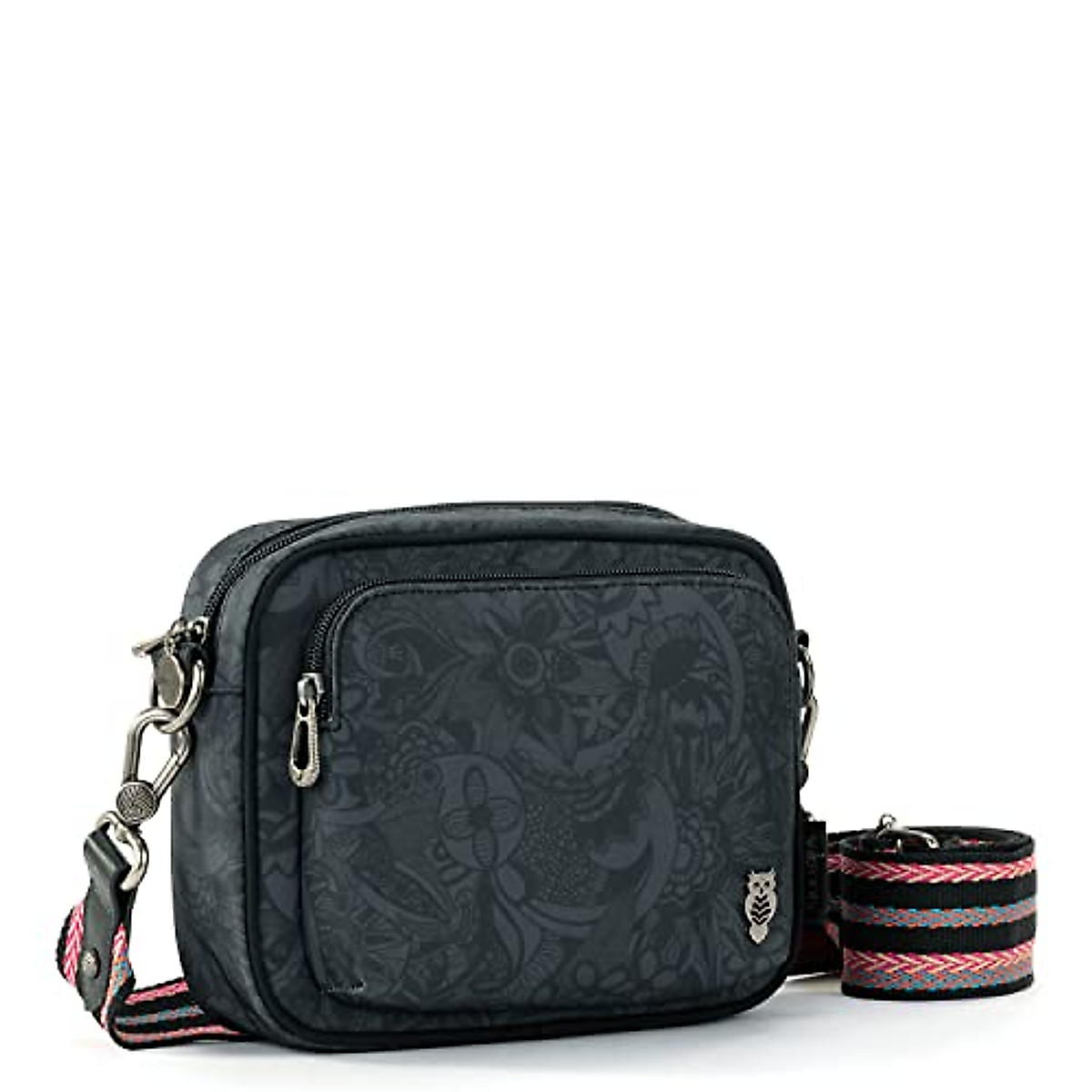 Sakroots Womens Westwood Crossbody in Repreve EcoTwill, Black Spirit Desert, One Size US