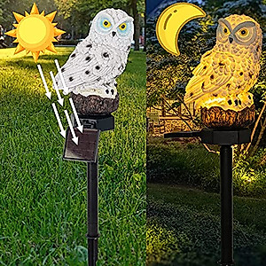 ivolks Solar Garden Lights Outdoor Resin Owl Powered with Stake Waterproof Decorative for Patio Pathway Courtyard Lawn