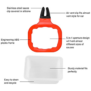 WXJ13 4 Pieces Sauce Holder for Car Dip Vent Clip for Sauce Mini Sauce Holder with 10 Replacement Jam Box Mini Dipping Cups Removable Dipping Sauces Holder Dipping Dish Container for Ketchup