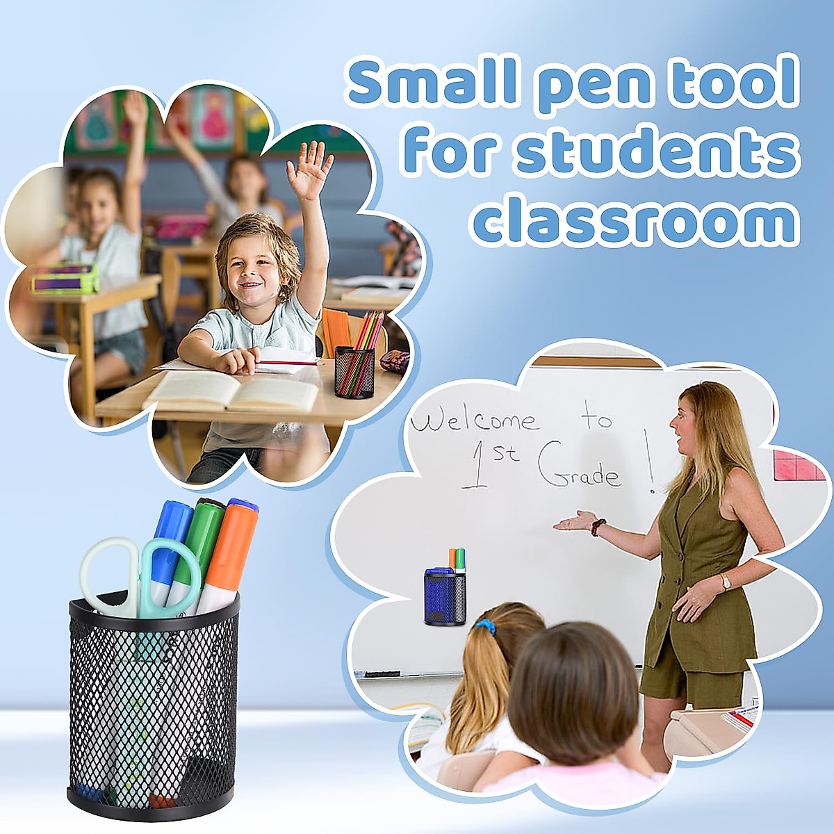 LUCYCAZ Magnetic Pencil Holder - Locker Accessories, 2 Pack Magnetic Pen Holder for Refrigerator for Home School and Office, Black