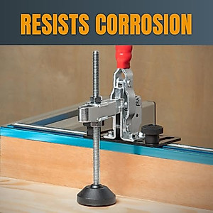 POWERTEC 20319 Vertical Quick-Release Toggle Clamp 102B - 220 Ibs Holding Capacity w Rubber Pressure Tip, 2PK