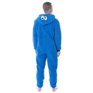 MJC International Sesame Street Adult Cookie Monster Sherpa Union Suit Costume Pajama For Men Women (Large), Cookie Blue