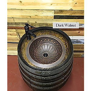 Wine Barrel Copper Sink Vanity with Hidden Hinged Door and Antique Waterfall Faucet